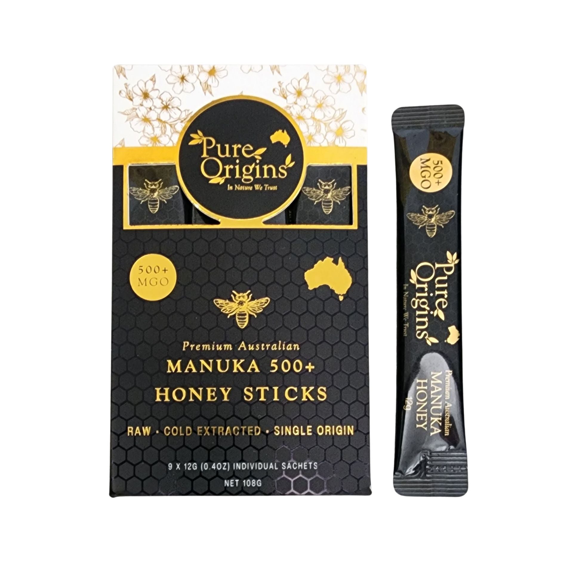 Manuka Honey Sticks | 500+ MGO | 9 x 12g Single-Serve Sachets – Pure ...